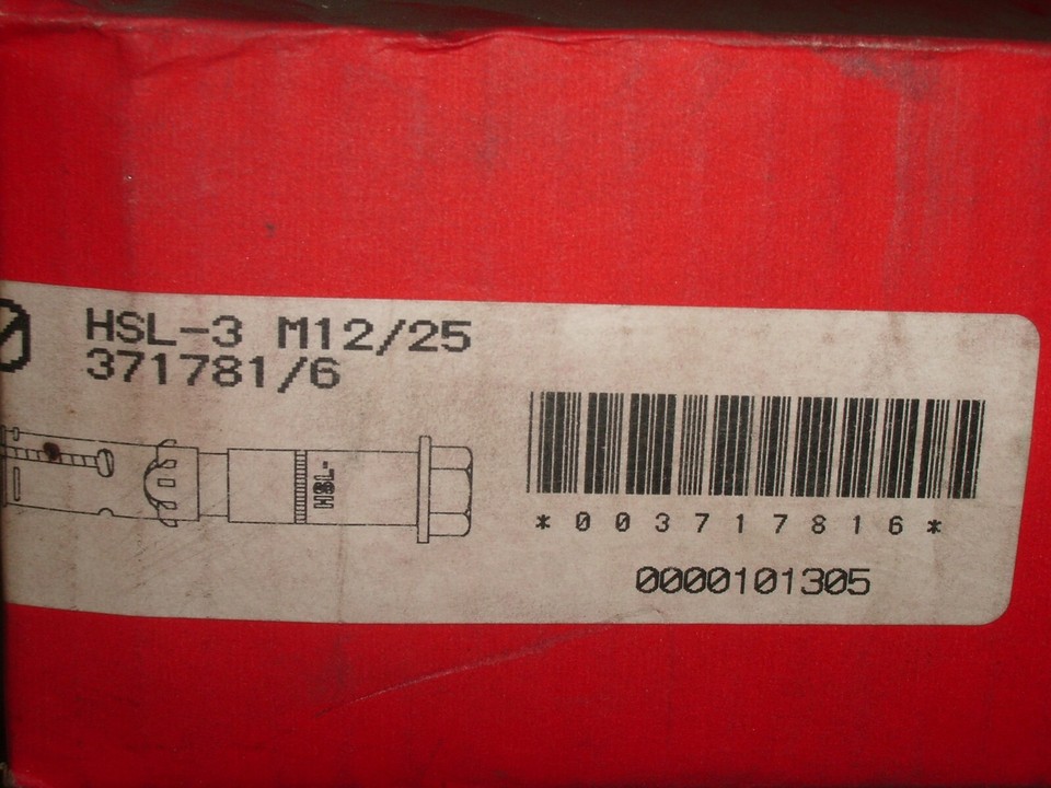 Hilti HSL - 3 M12 / 25 371781 / 6 Heavy duty exp anchor - Price is for ...