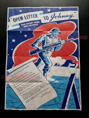1943 WW2 USA AMERICA OPEN LETTER JOHHNY ARMY SOLDIER WAR PROPAGANDA ...