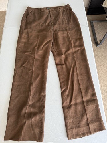 Vintage Lauren Ralph Lauren Linen Women’s Brown Rustic Wide Leg Pants ...