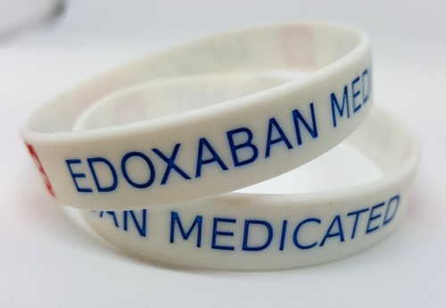 2x EDOXABAN medicated Medical Alert Wristband bracelet silicone ...
