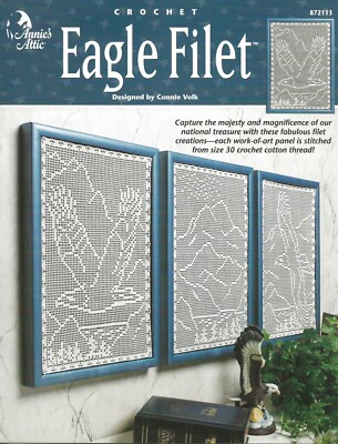 Eagle Filet Crochet Art Panel Majesty Mountains Magnificence Graceful ...