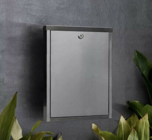 Sandleford Hopper Wall Mounted Modern A4 Letterbox Stainless Steel With ...