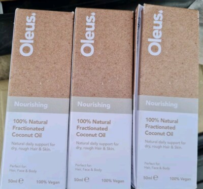 3 X 50ml OLEUS Nourishing 100% Natural Fractionated Coconut Oil Vegan ...