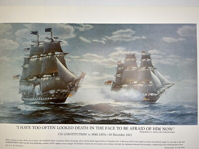 USS Constitution vs. HMS JAVA 29 December 1812 Vintage Lithograph | eBay