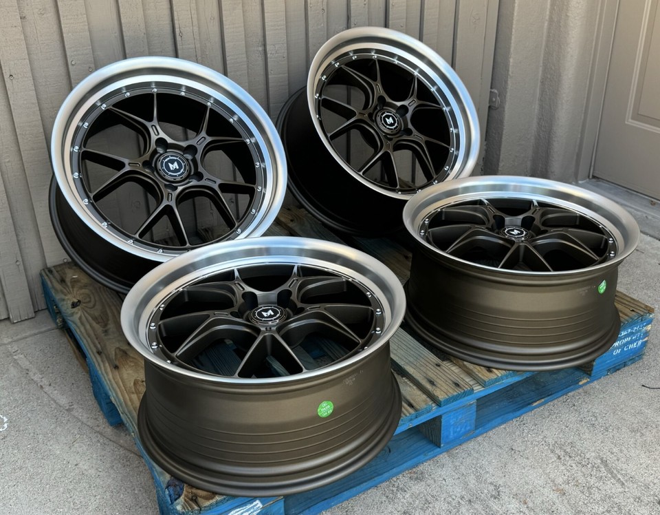18x8.5 / 18x9.5 Staggered 5x100 MFlow MFL1 Matte Bronze Wheels 18" Rims ...