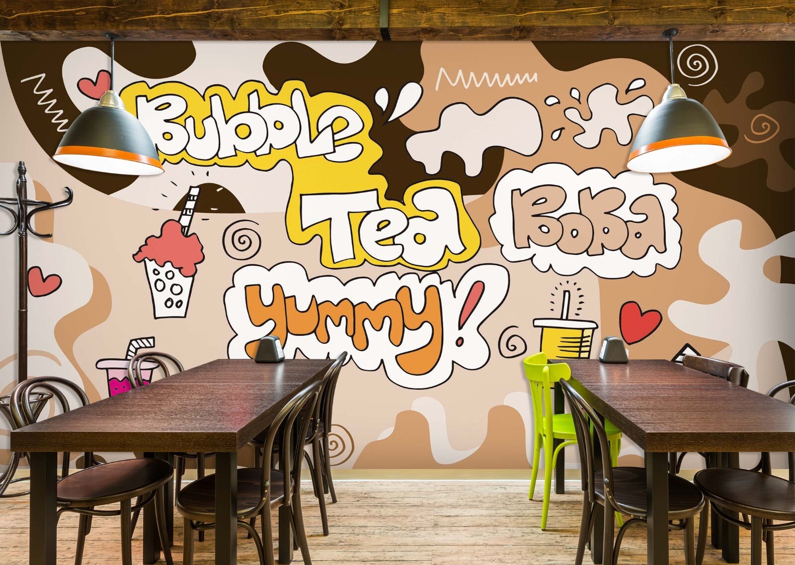 3D Boba Bubble Tea A6335 Business Wallpaper Wall Murals Self-adhesive ...
