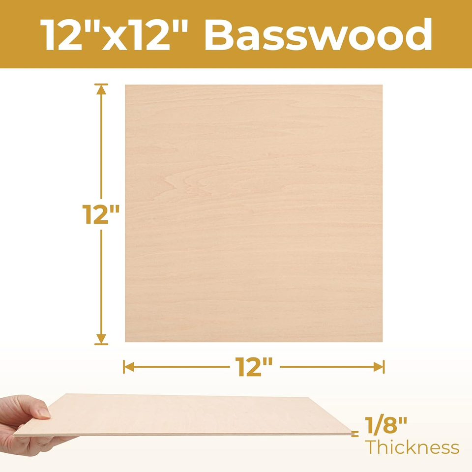 12Pack Balsa Sheets 12X12X1/8In, Unfinished Wood Veneer Planks, Thin Wood Blanks | eBay