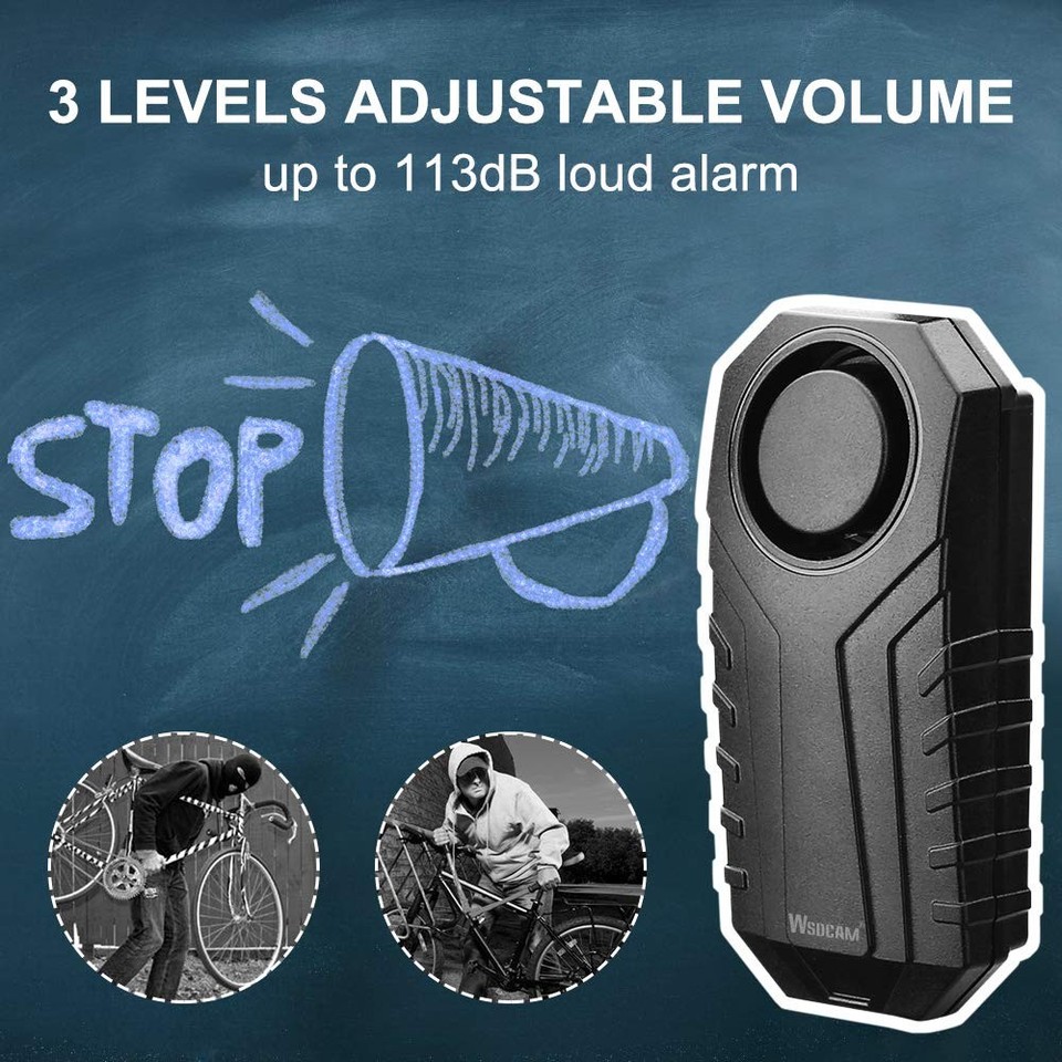 Wsdcam 113dB Bike Alarm Wireless Vibration Motion Sensor Waterproof ...