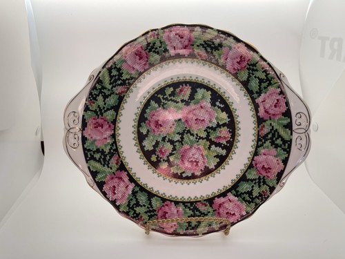 Vintage Royal Albert Needle Point Roses Double Handled Cake Plate ...