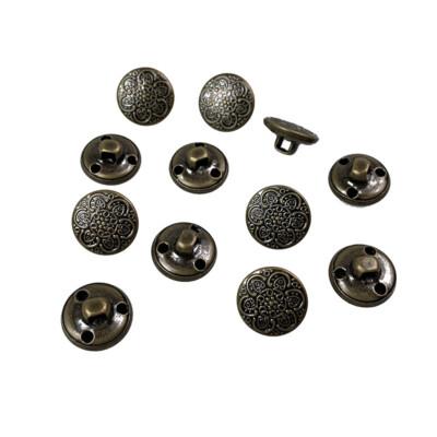 12pcs Flower Pattern Shank Button Sewing Bronze Rivet Clothing DIY Part ...