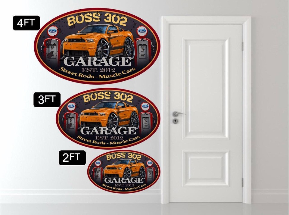 2012 Ford Boss 302 Mustang GARAGE SIGN Wall Art Graphic Sticker | eBay