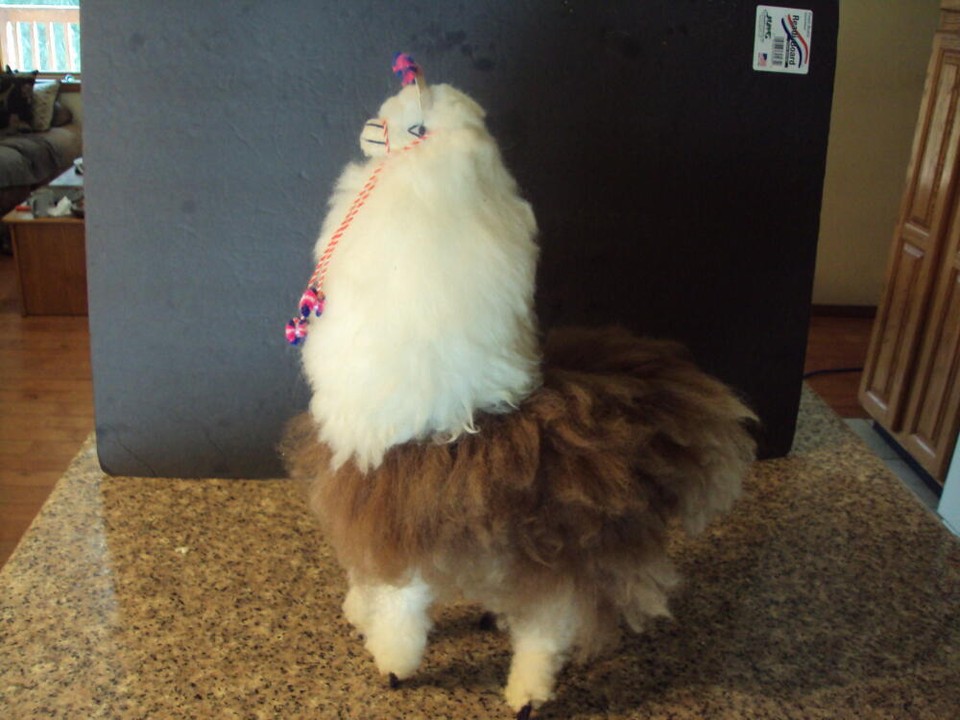 Llama/Alpaca Figure Handmade Real "Alpaca Fur" Multicolored 17 inches ...