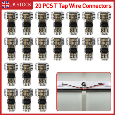 Wire Connectors 20pcs 2 Pin 2 Way Low Voltage Universal Wire T2 Tap ...