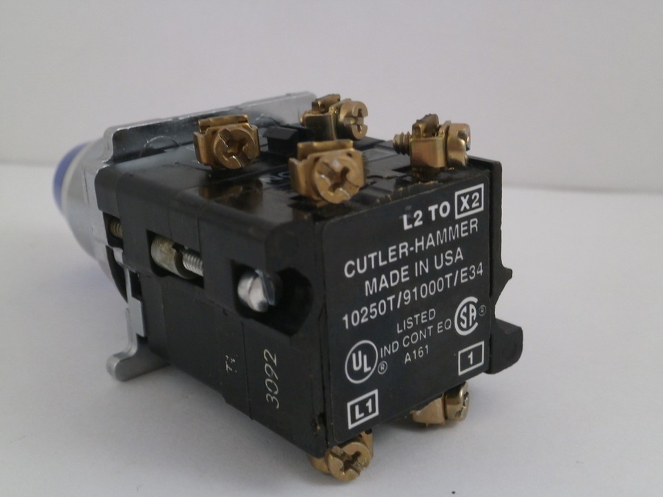 CUTLER HAMMER ILLUMINATED PUSH BUTTON BLUE 10250T/91000T/E34 N.O/N.C ...