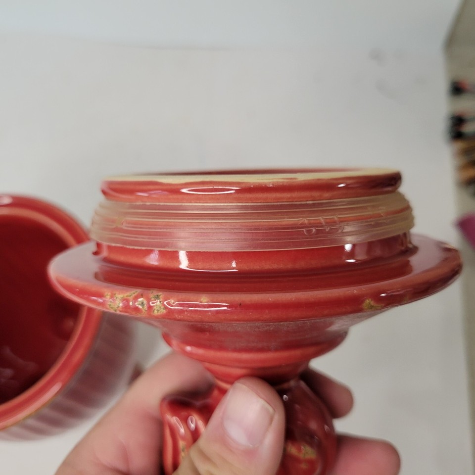 Rooster Canister Ceramic Cinnamon Red Footed Rooster Lid 12” Kitchen ...