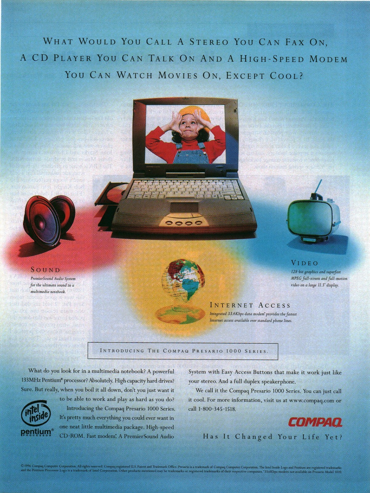 1996 VINTAGE PRINT AD - COMPAQ PRESARIO 1000 SERIES COMPUTER AD....AD ...