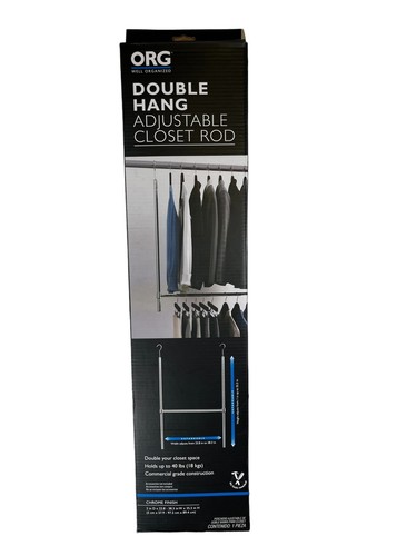ORG Well Organized Commercial Grade Chrome Double Hang Closet Rod NEW ...