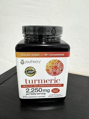 Youtheory Turmeric Extra Strength Formula 2,250 mg., 210 Capsules EXP ...