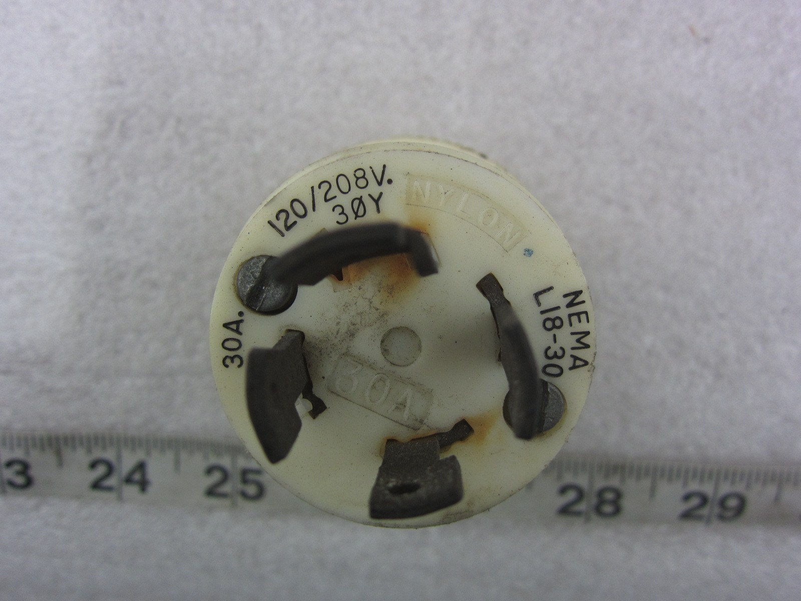 Bryant 30A 120/208V 3ØY Hubbell 2751 Style Locking Plug L18-30P, Used ...