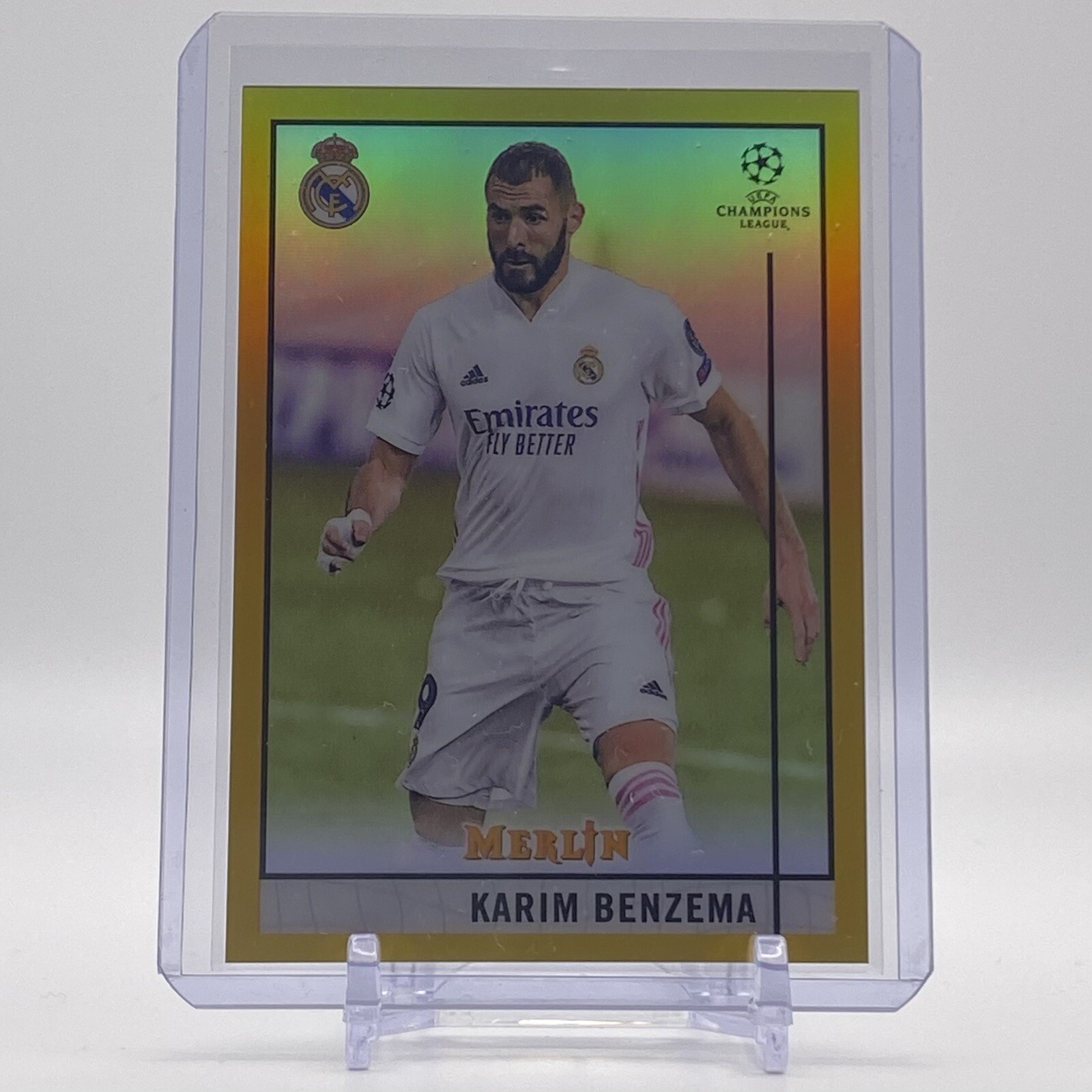 KARIM BENZEMA 2020-2021 Merlin Soccer Gold Refractor /50 Champions ...