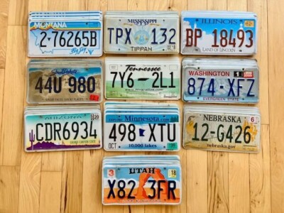 Wholesale Lot of 50 License Plates from 10 Different States - 5 of Each ...