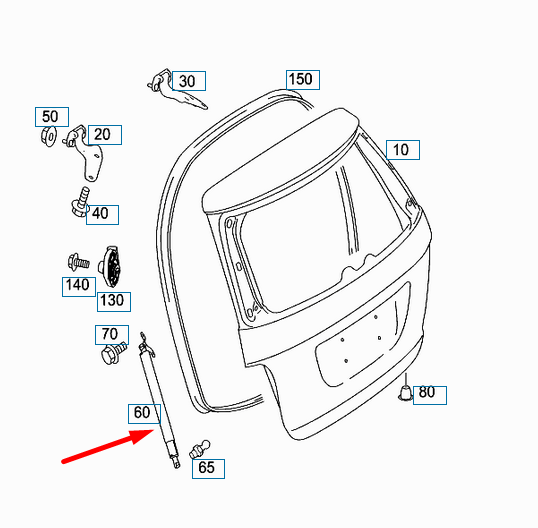 Mercedes-Benz Gl-class X164 Left Side Tailgate Strut A1647400545 ...