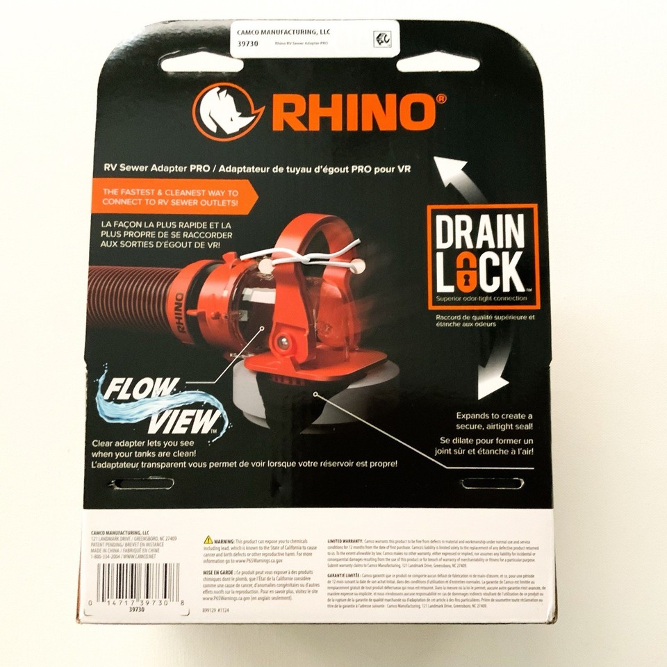 NEW Camco Drain Lock 39730 Rhino Rv Sewer Adapter Pro Locking Elbow | eBay