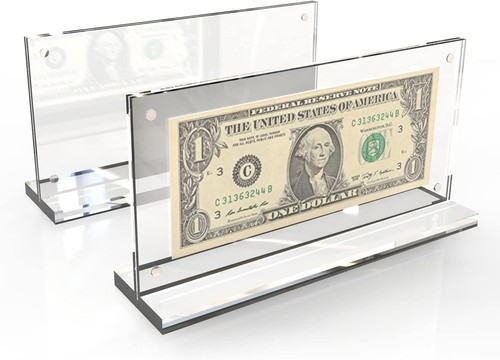 2Pack Acrylic Dollar Bill Display Frame Currency Paper Money Holder ...