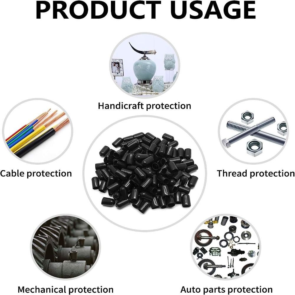 100pcs Vinyl Screw Thread Protectors Black Bolt End Caps Metal Tubing ...