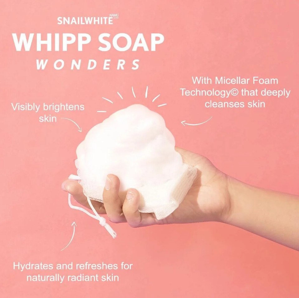 Snail White Gold Whipp Soap w Delicate Net to form a Soft Whip Foam ...
