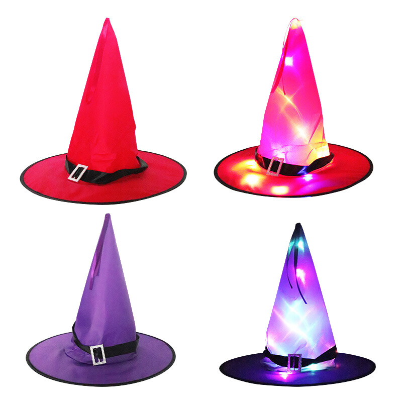 LED Lights Witch Hats Halloween Costume Cosplay Props Outdoor Tree ...