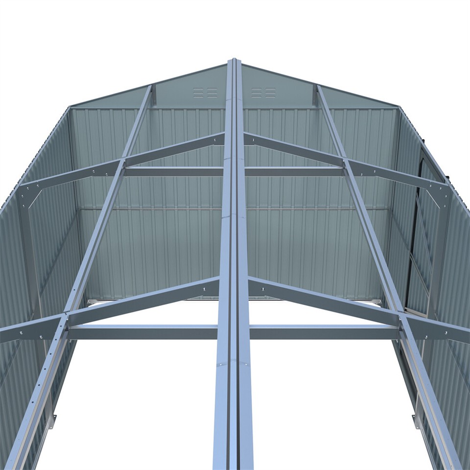 20x10 FT Outdoor Storage Shed Metal Garage Shed Carports Shelter with 2 ...