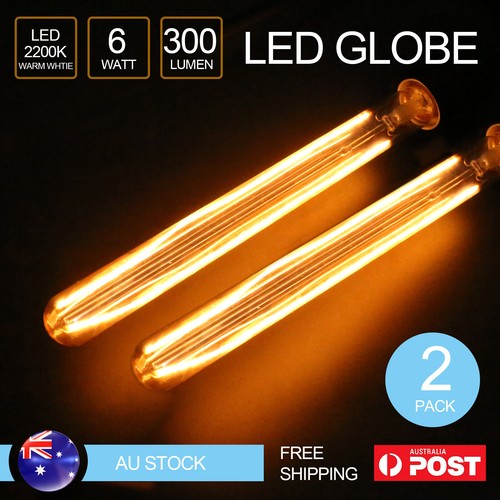 2PCS 300MM Tubular Lamp LED Light Bulb Filament Globe T300 6W Warm ...