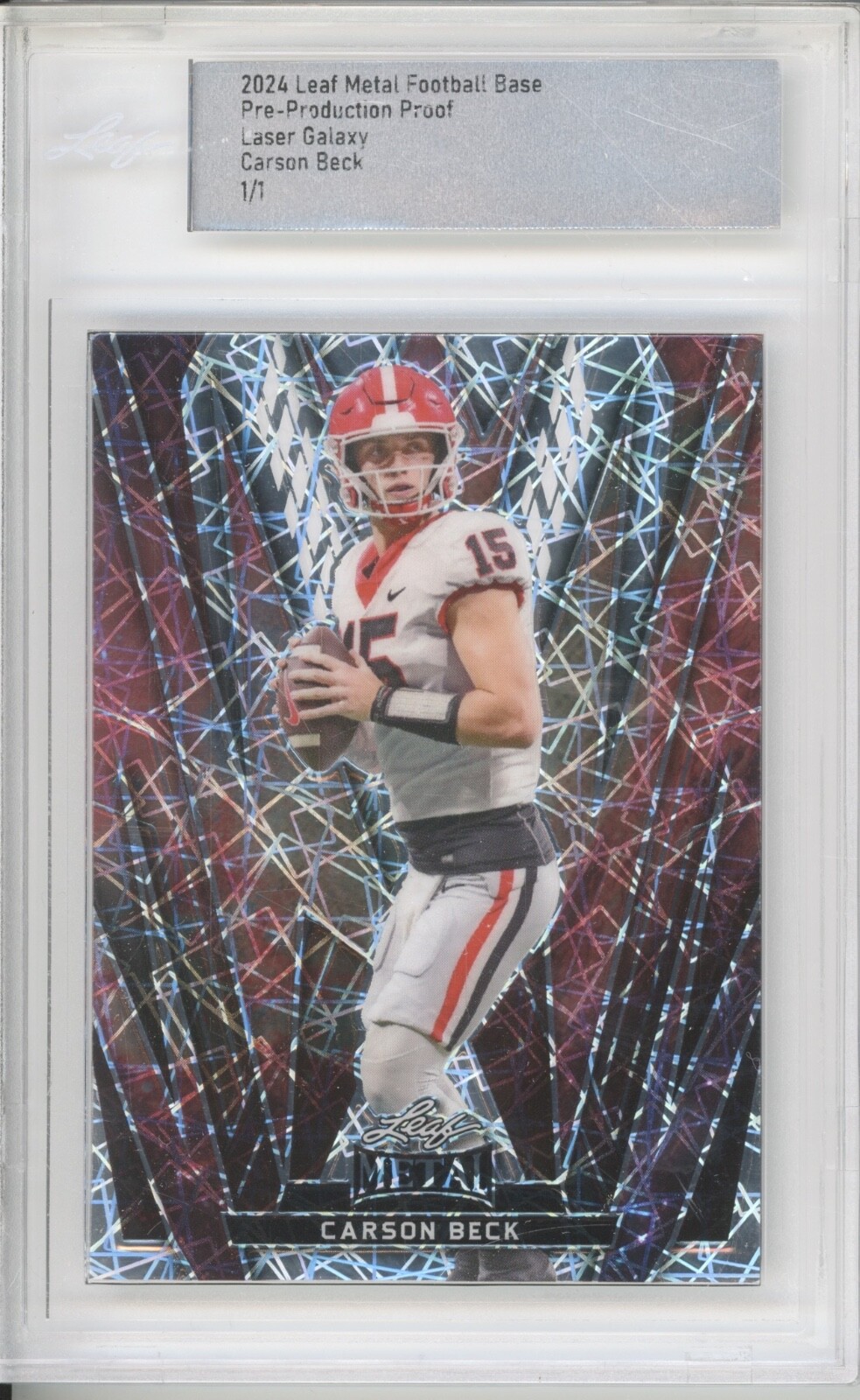 Carson Beck 2024 Leaf Metal #21 Laser Galaxy /1 Price Guide - Sports ...