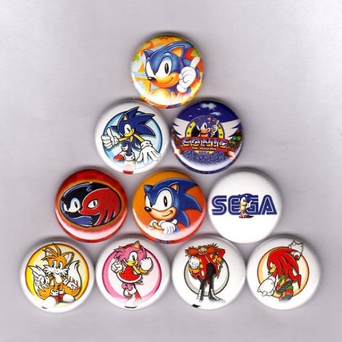 SONIC THE HEDGEHOG 1" PINS BUTTONS (sega genesis 1 2 3 chaos knuckles ...
