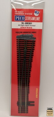 Peco SL-U8361 HO #6 RH Right Code 83 Nickel Silver UniFrog Switch ...