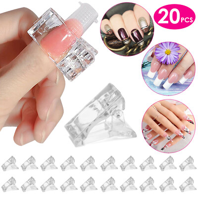 20/40Pcs Pro Nail Tips Clips Finger Poly Gel Quick Building DIY ...