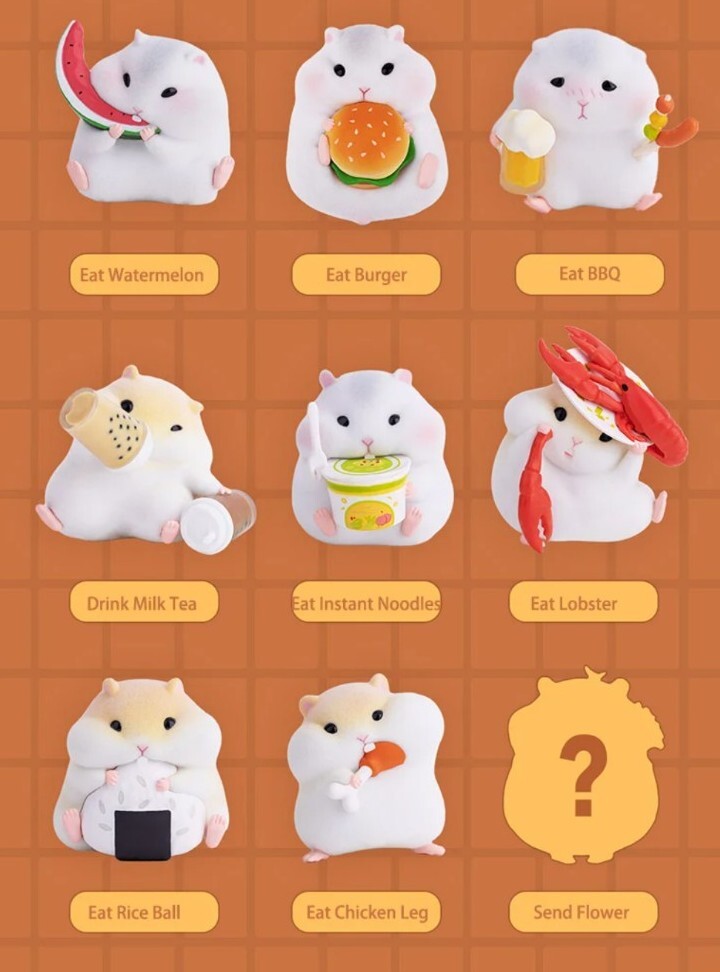 Clarke the Hamster Foodie Series EAT BBQ 🐹🌭🍺 Flocked PVC Mini Figure ...