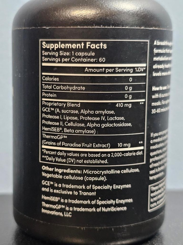 Tranont Labs Transform 1.0 Sugar Transforming Enzymes 60 Caps - New ...