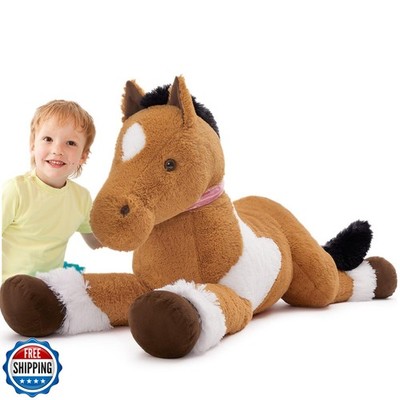 Tezituor 47inches Giant Realistic Horse Stuffed Animals, 4ft Soft Horse ...