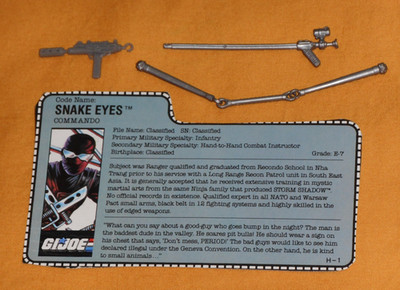 GI G.I. Joe gijoe 1989 SNAKE EYES WEAPONS PARTS + FILE CARD LOT blowgun ...