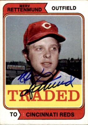 Merv Rettenmund 1974 Topps #585T Cincinnati Reds Autographed Baseball ...