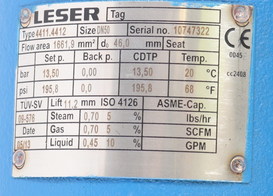 New 4411.4412 Leser Safety Valve | eBay