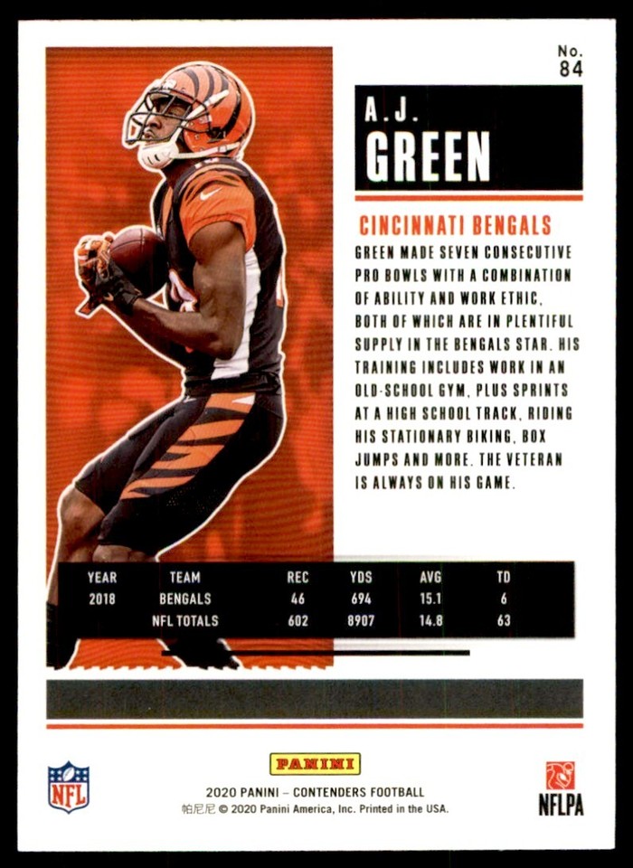 2020 PANINI CONTENDERS A.J. GREEN CINCINNATI BENGALS #84 | eBay