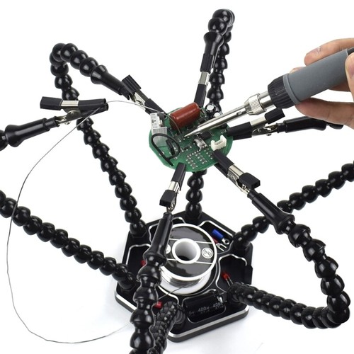 6 Flexible Gooseneck Metal Arms Heavy Duty Base with Solder Spool ...