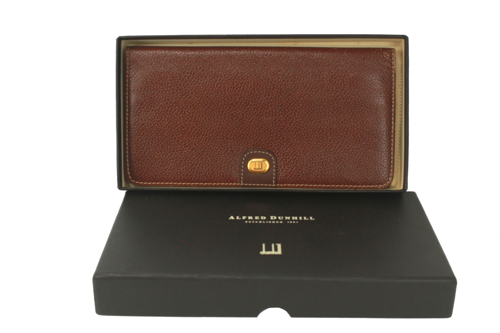 Alfred Dunhill Brown Leather Long Wallet Purse Access… - Gem