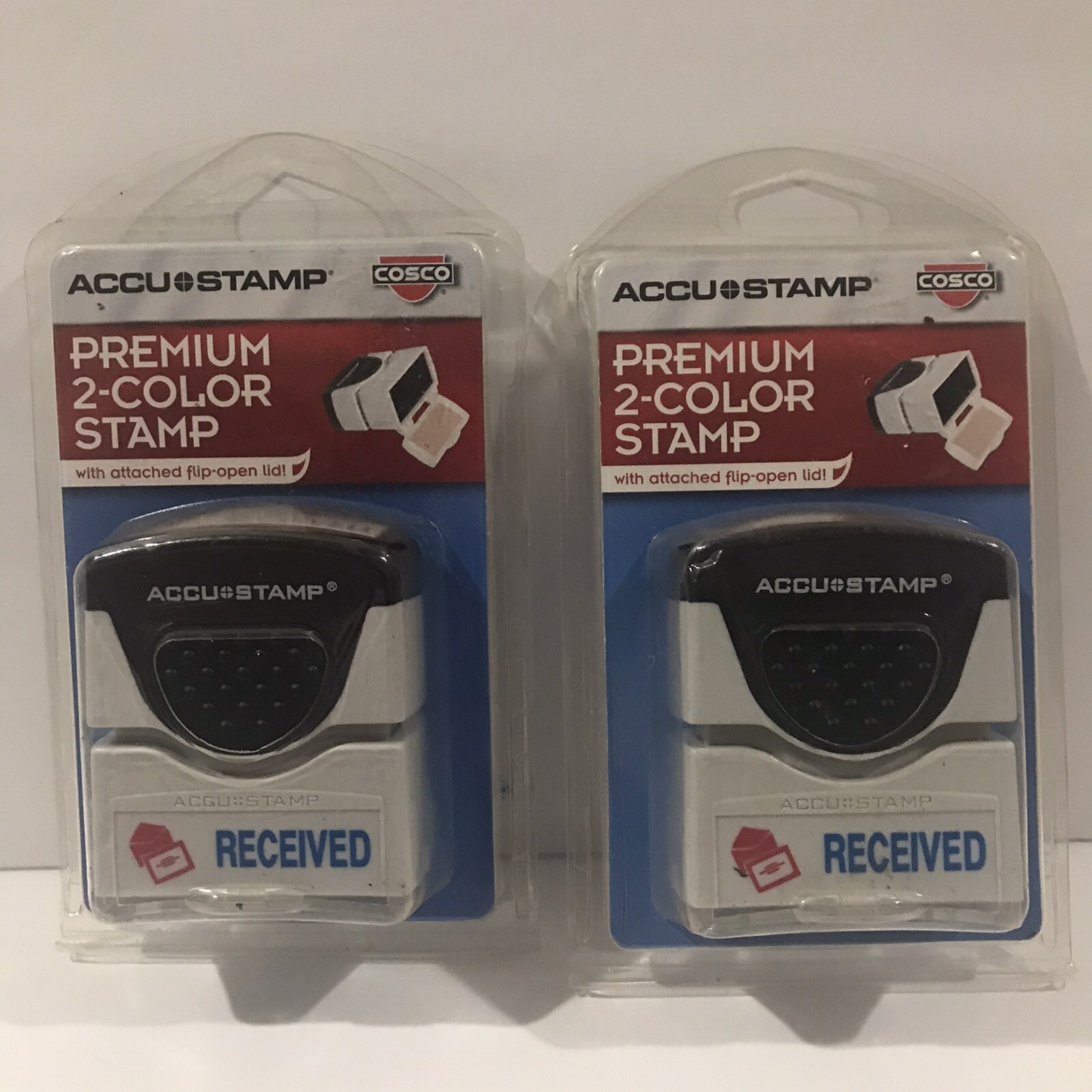 Accustamp RECEIVED Premium 2-Color Stamp Red/Blue LOT OF TWO NEW | eBay