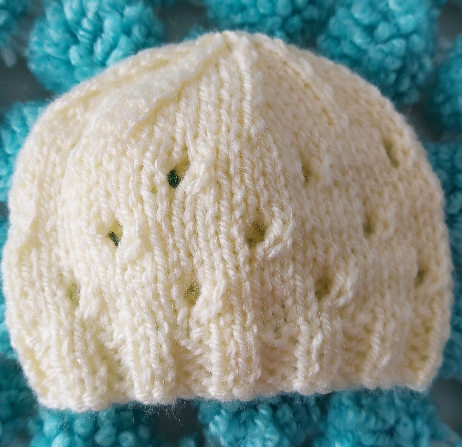 Preemie Baby Beanie Hat 3 sizes Eyelet Pattern Hand Knit Premature ...