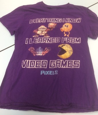 Pixels Purple T-shirt M Everything I Know I Learned From Video Games ...
