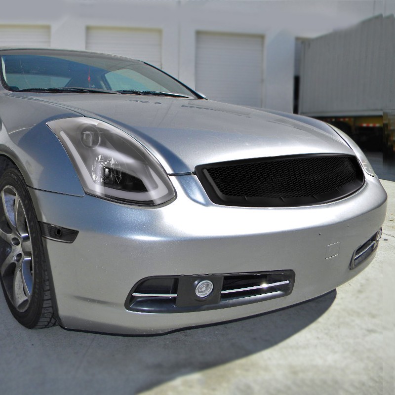 Fit 03-07 G35 Coupe Black Headlights W/LED DRL Sequential Signal+ Mesh ...